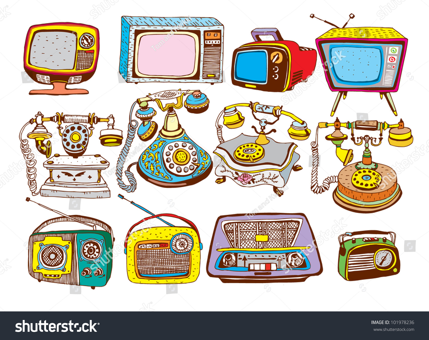 New Colorful Retro Tech Collection Vector Stock Vector (Royalty Free ...