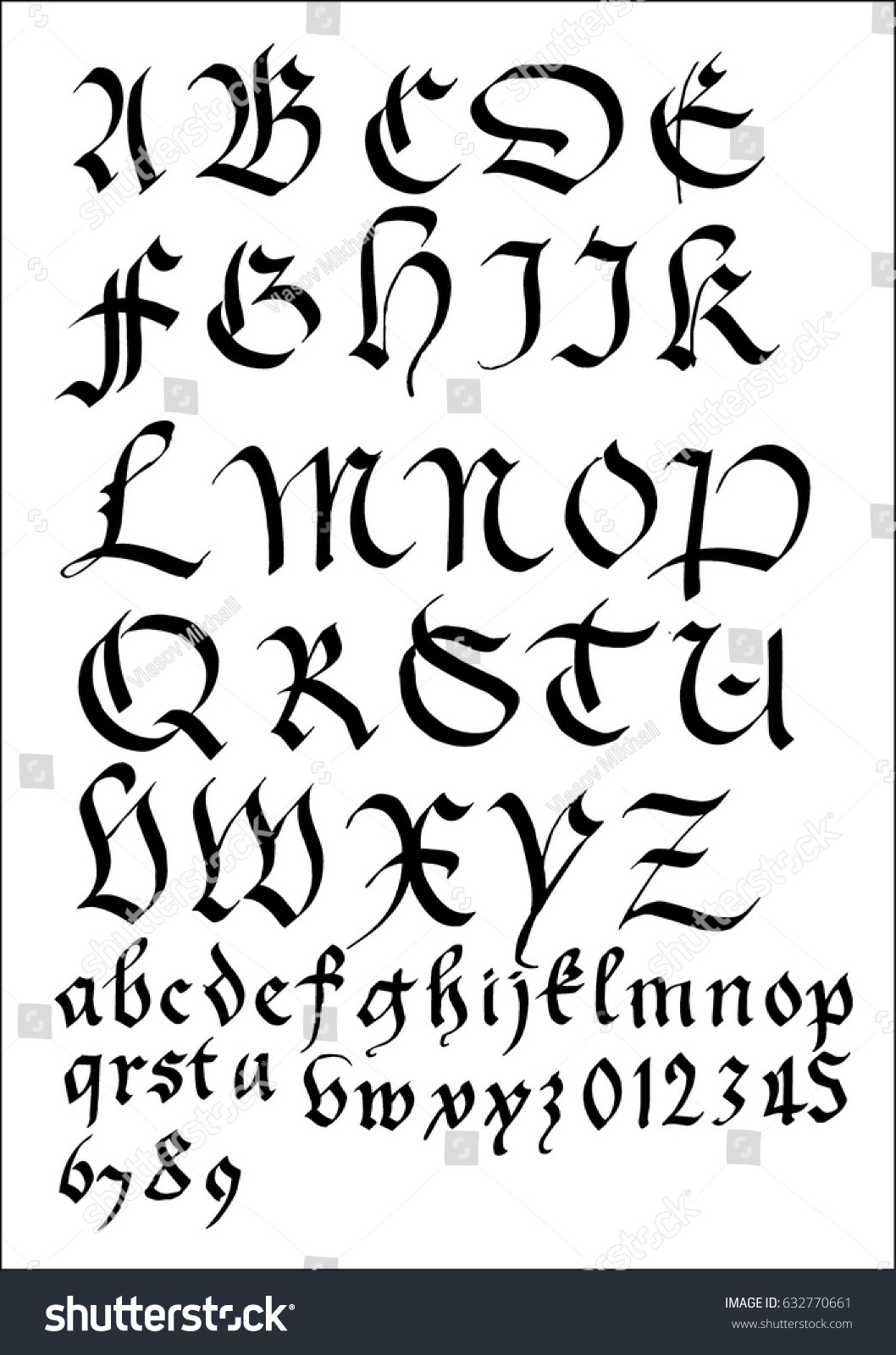 New Gothic Font Stock Vector (Royalty Free) 632770661 | Shutterstock
