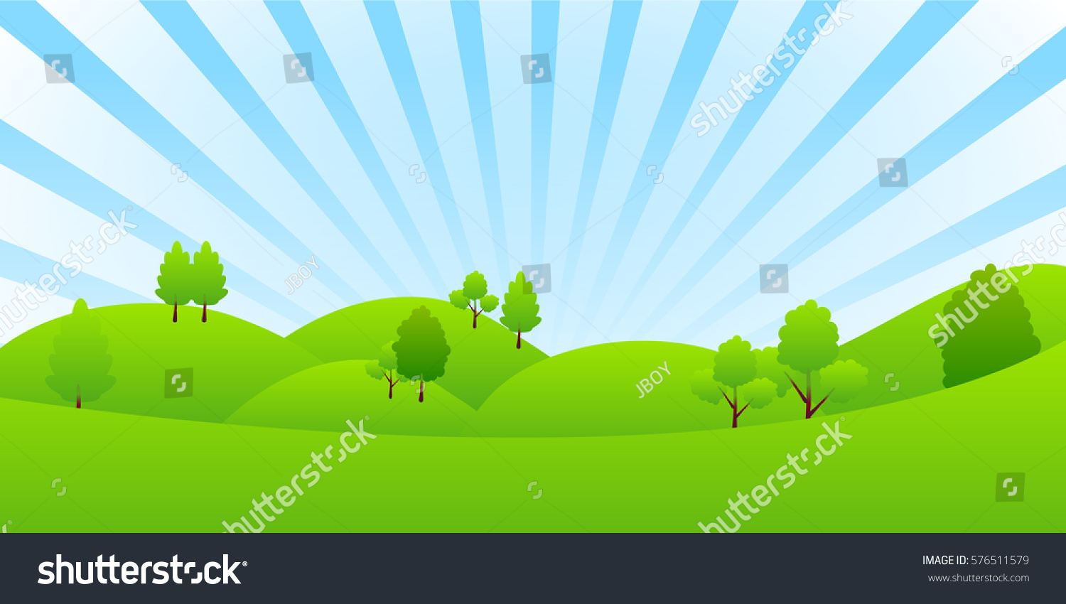 New Green Tree Scenery Background Stock Vector (Royalty Free) 576511579