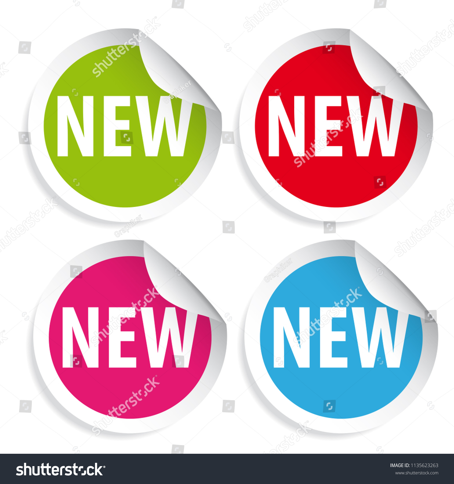 New Label Red Round Sticker Vector Stock Vector (Royalty Free ...