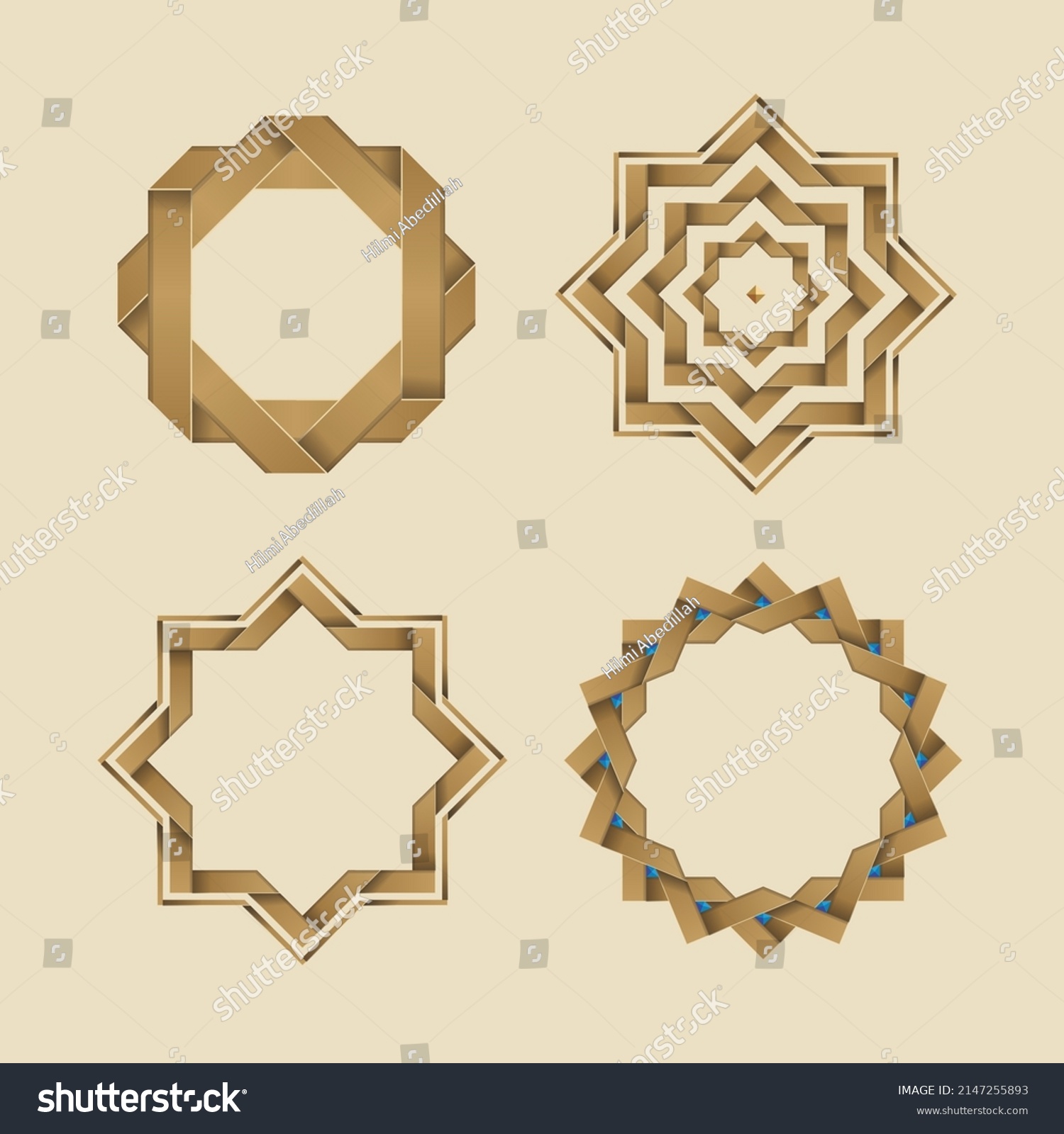 New Realistic Islamic Octagonal Shape Gold Stock Vector (Royalty Free ...
