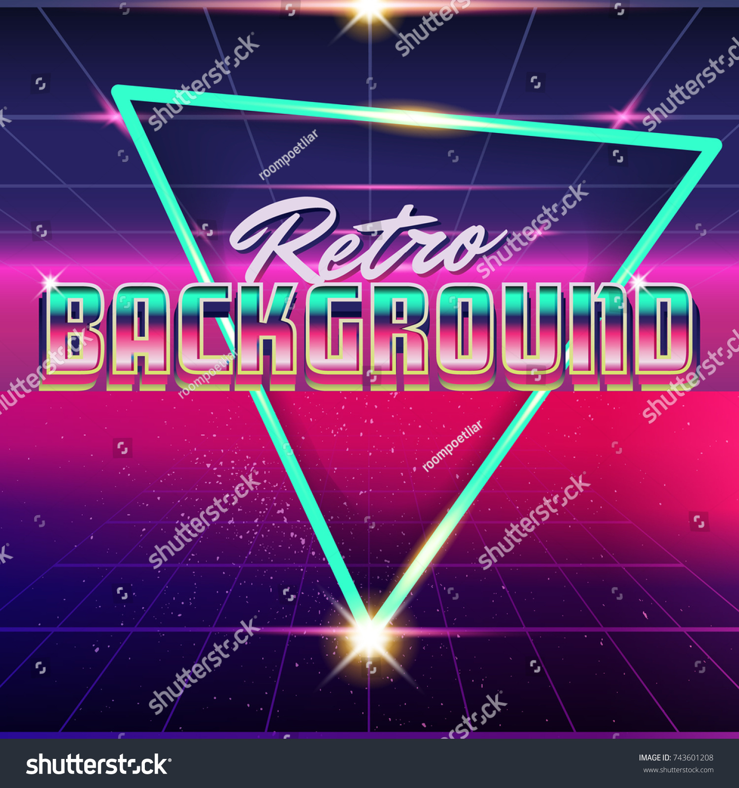 New Retro Wave Background Synthwave Retro: เวกเตอร์สต็อก (ปลอดค่า ...