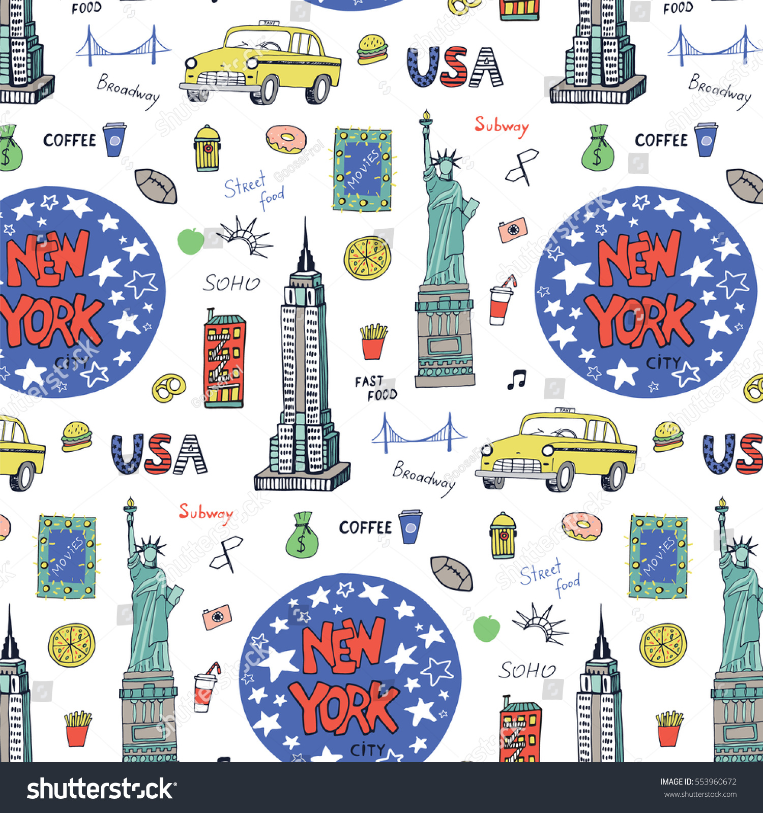 Newyork City Pattern Stock Vector (Royalty Free) 553960672