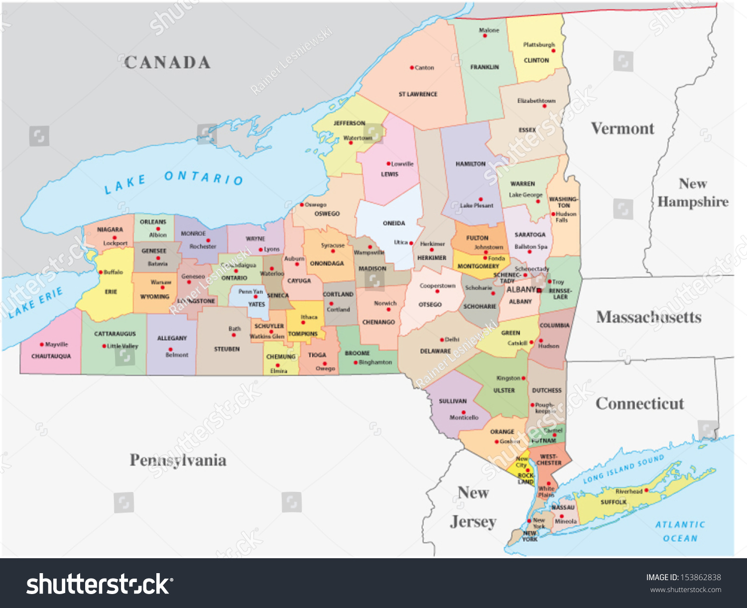 New York State Map Stock Vector (Royalty Free) 153862838