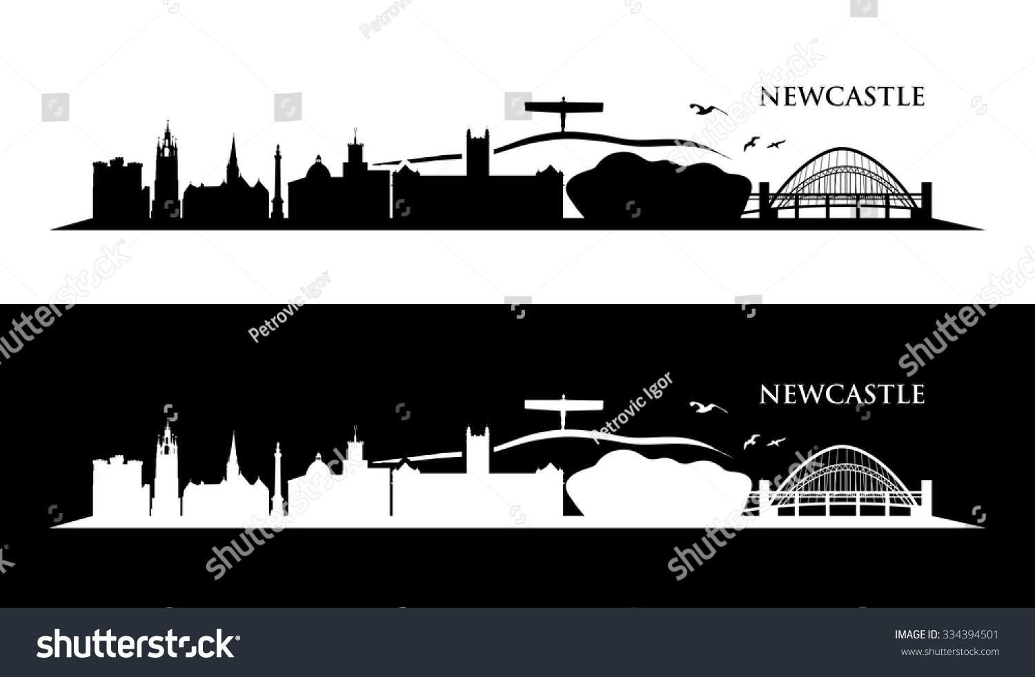 Newcastle Skyline Vector Illustration Stock Vector (Royalty Free) 334394501