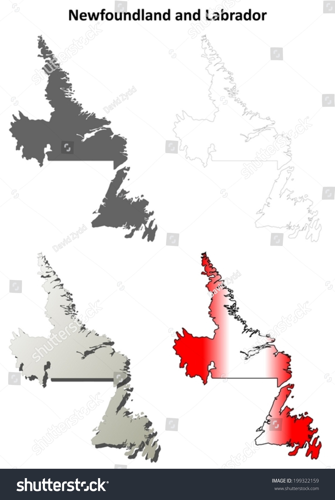 Newfoundland Labrador Blank Outline Map Set Stock Vector (Royalty Free ...