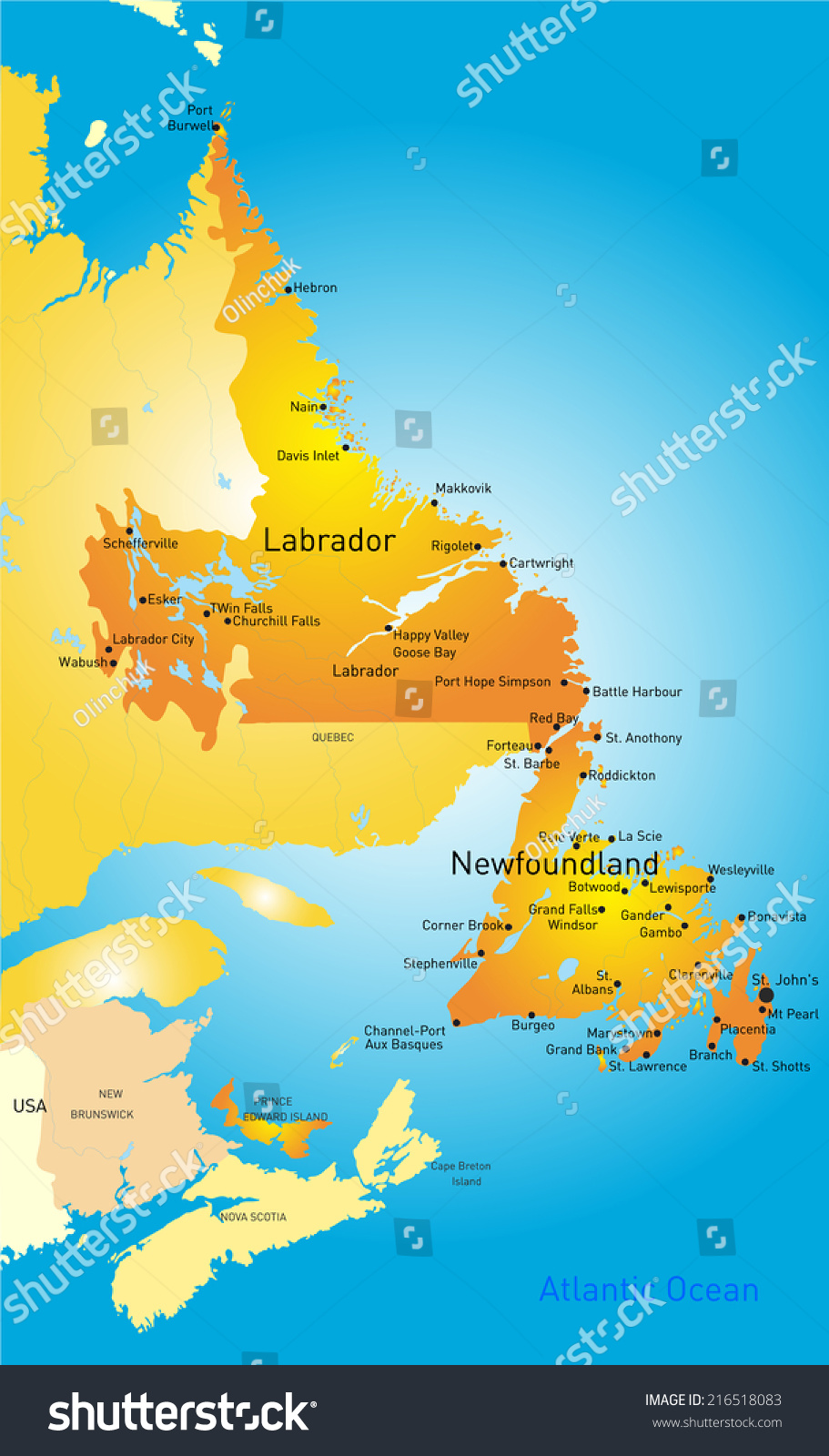 Newfoundland Vector Province Color Map: เวกเตอร์สต็อก (ปลอดค่าลิขสิทธิ์ ...