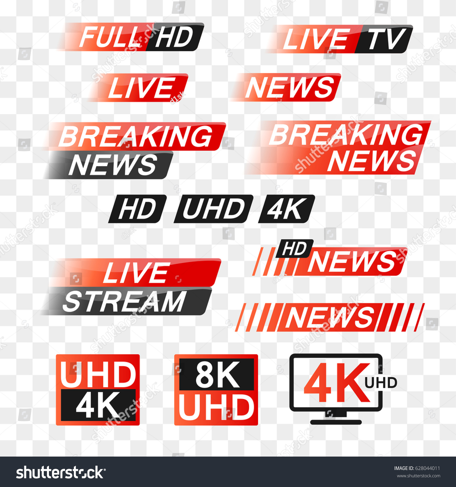 Vektor Stok News Tv Interface Labels (Tanpa Royalti) 628044011 ...