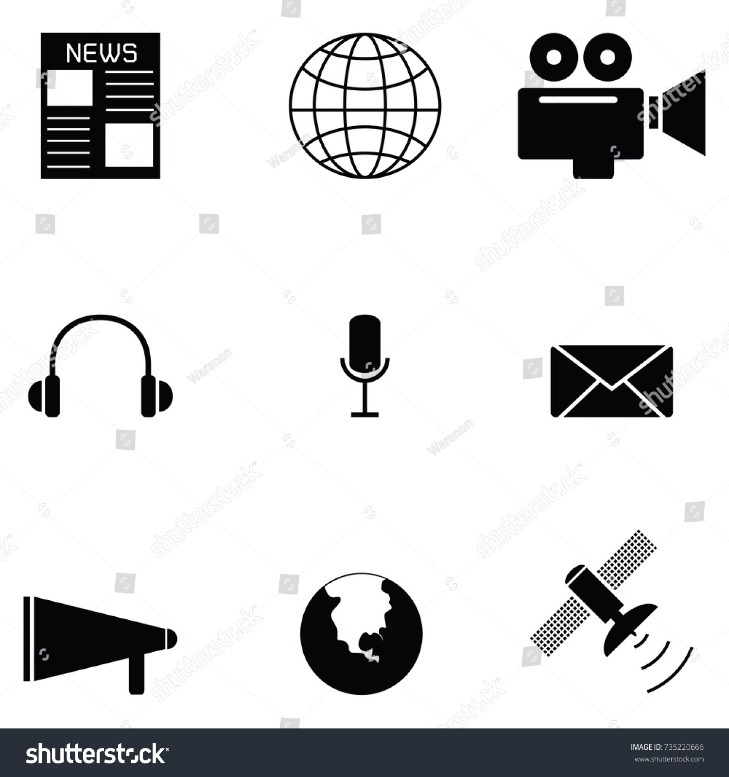 News Icon Set Stock Vector (Royalty Free) 735220666 | Shutterstock