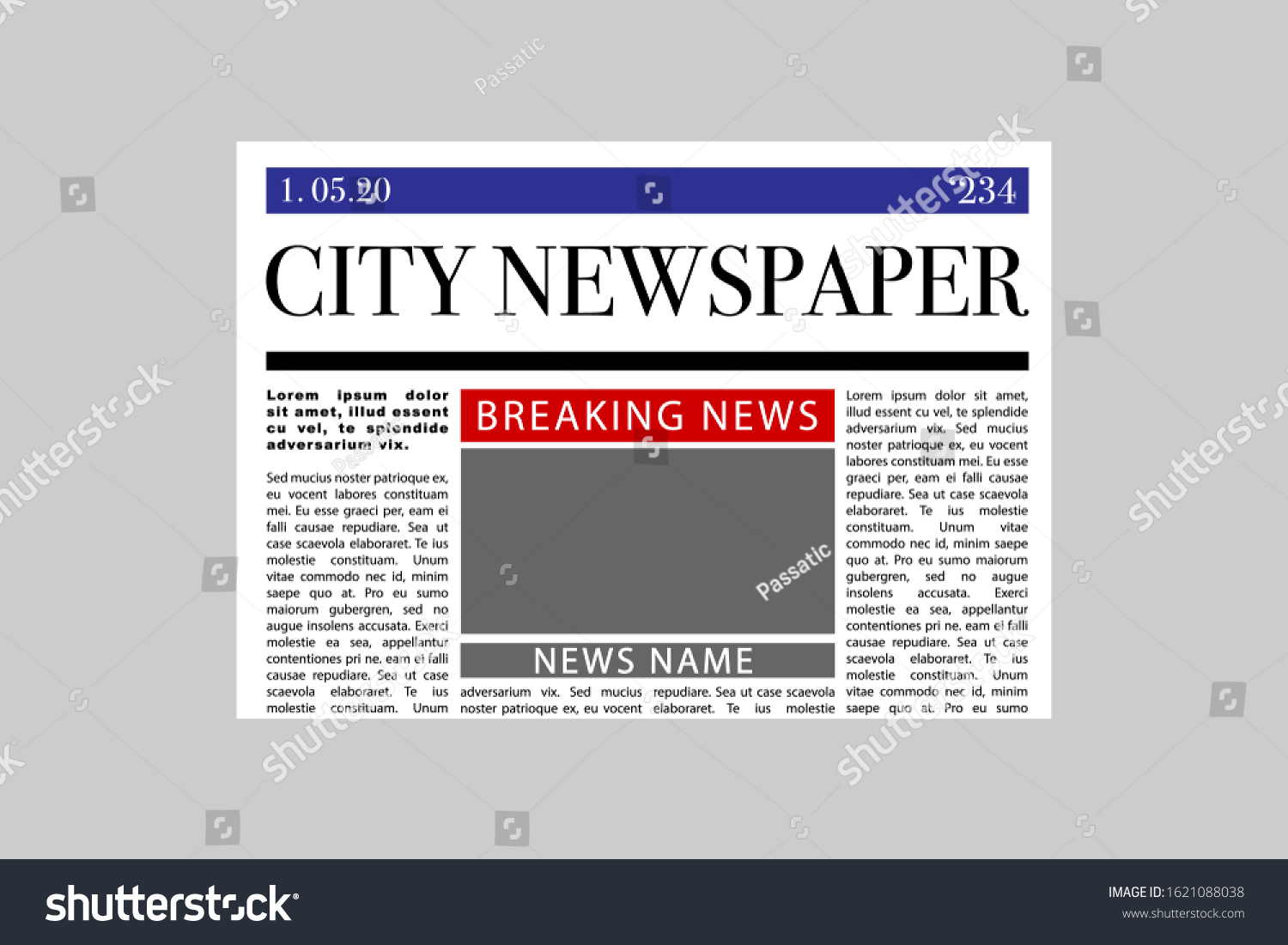 Newspaper Mock Empty Blank Article Vector Stock Vector (Royalty Free ...