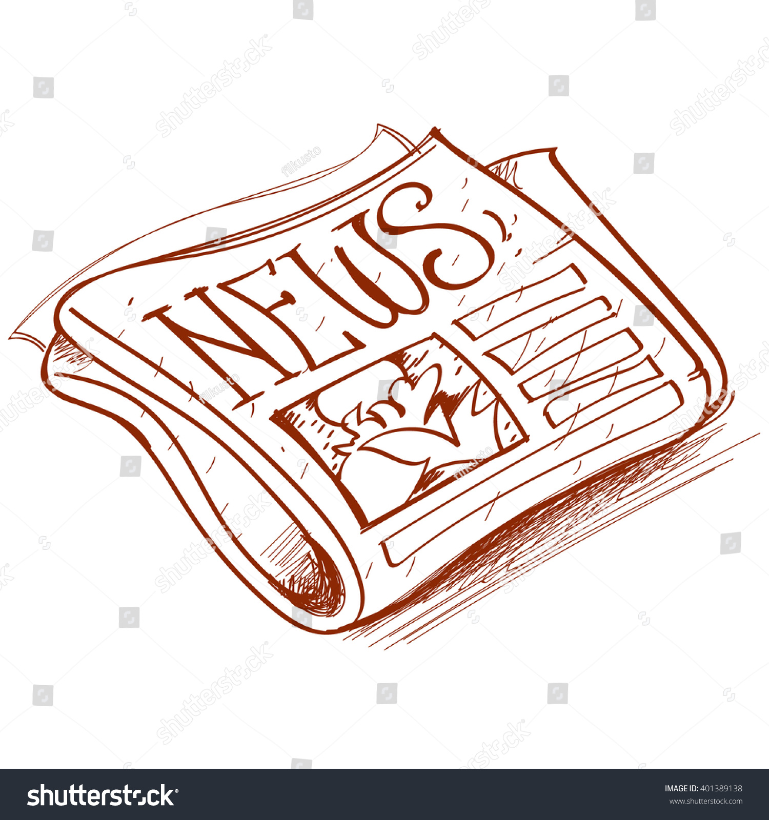 Newspaper Outline Drawing เวกเตอร์สต็อก (ปลอดค่าลิขสิทธิ์) 401389138 ...