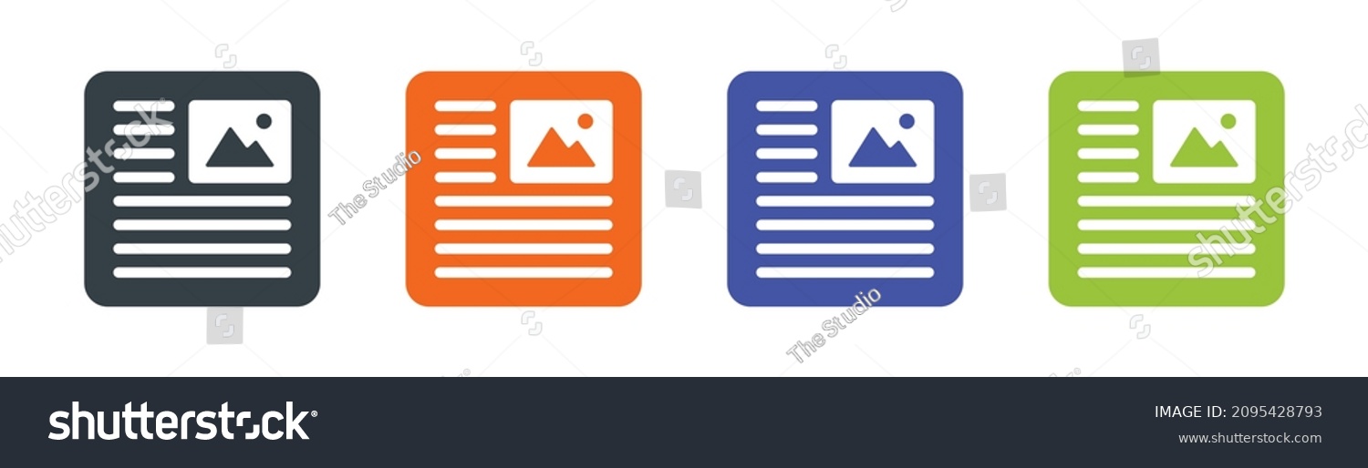 Newspaper Page Icon Set Article Advertisement Stock Vector (Royalty ...