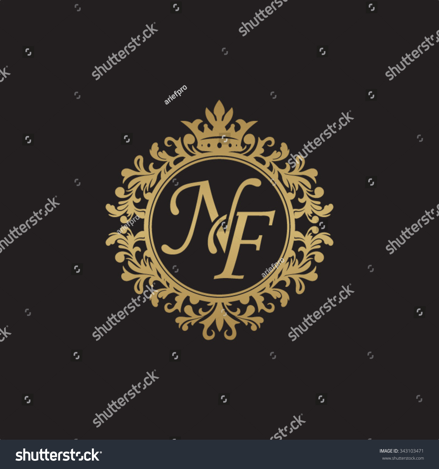 Nf Initial Luxury Ornament Monogram Logo: vector de stock (libre de ...
