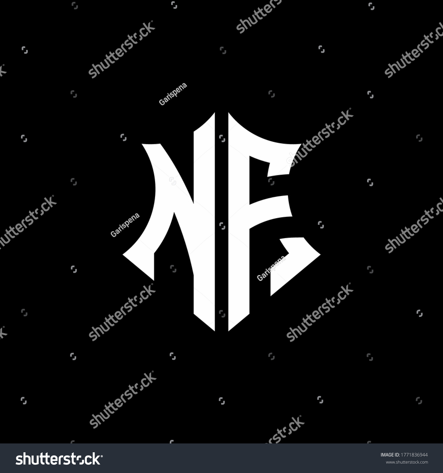 Nf Monogram Logo Sharp Shield Style Stock Vector (Royalty Free) 1771836944