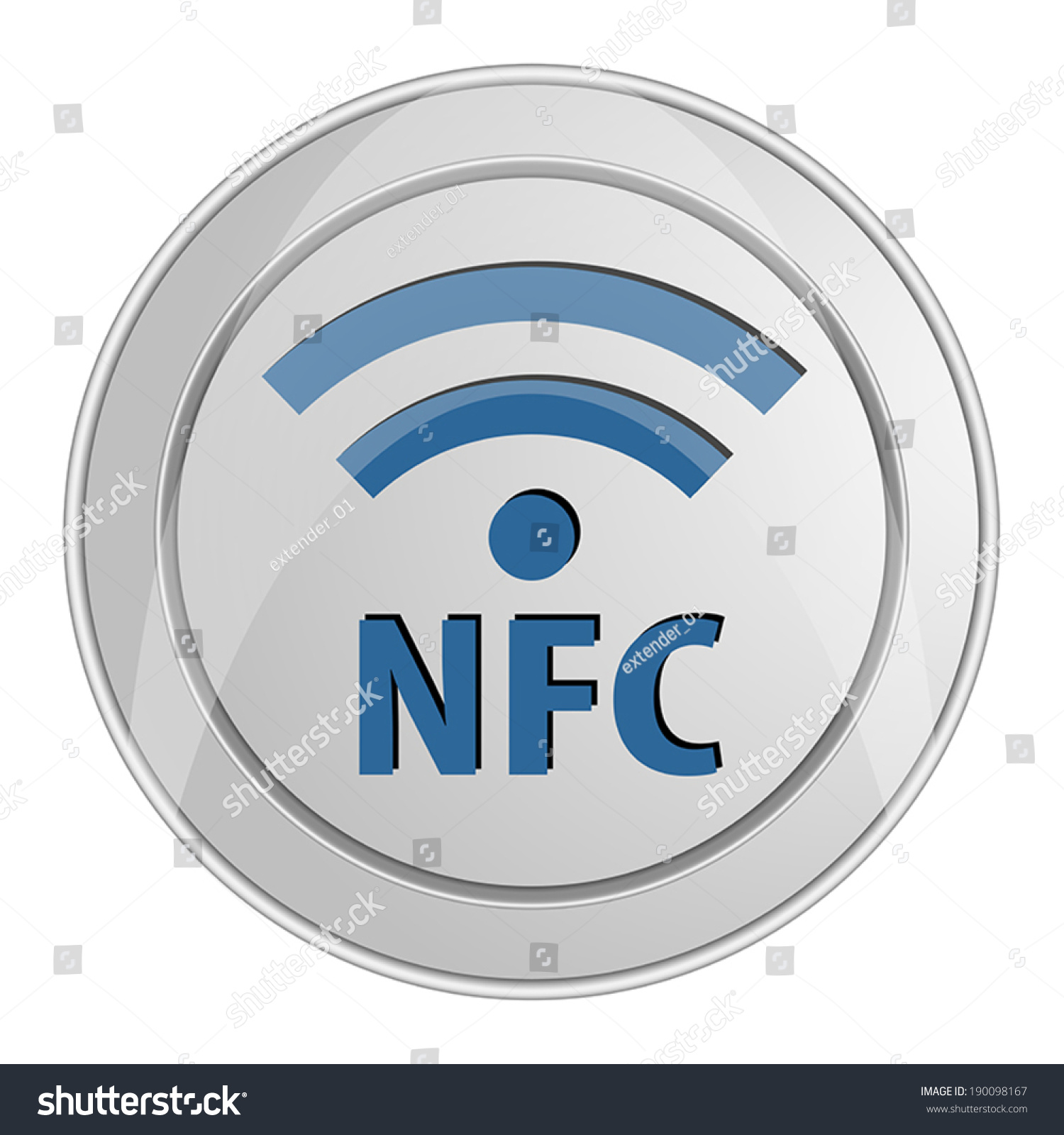 Nfc Nearfield Communication Icon Button Shiny Stock Vector (Royalty ...