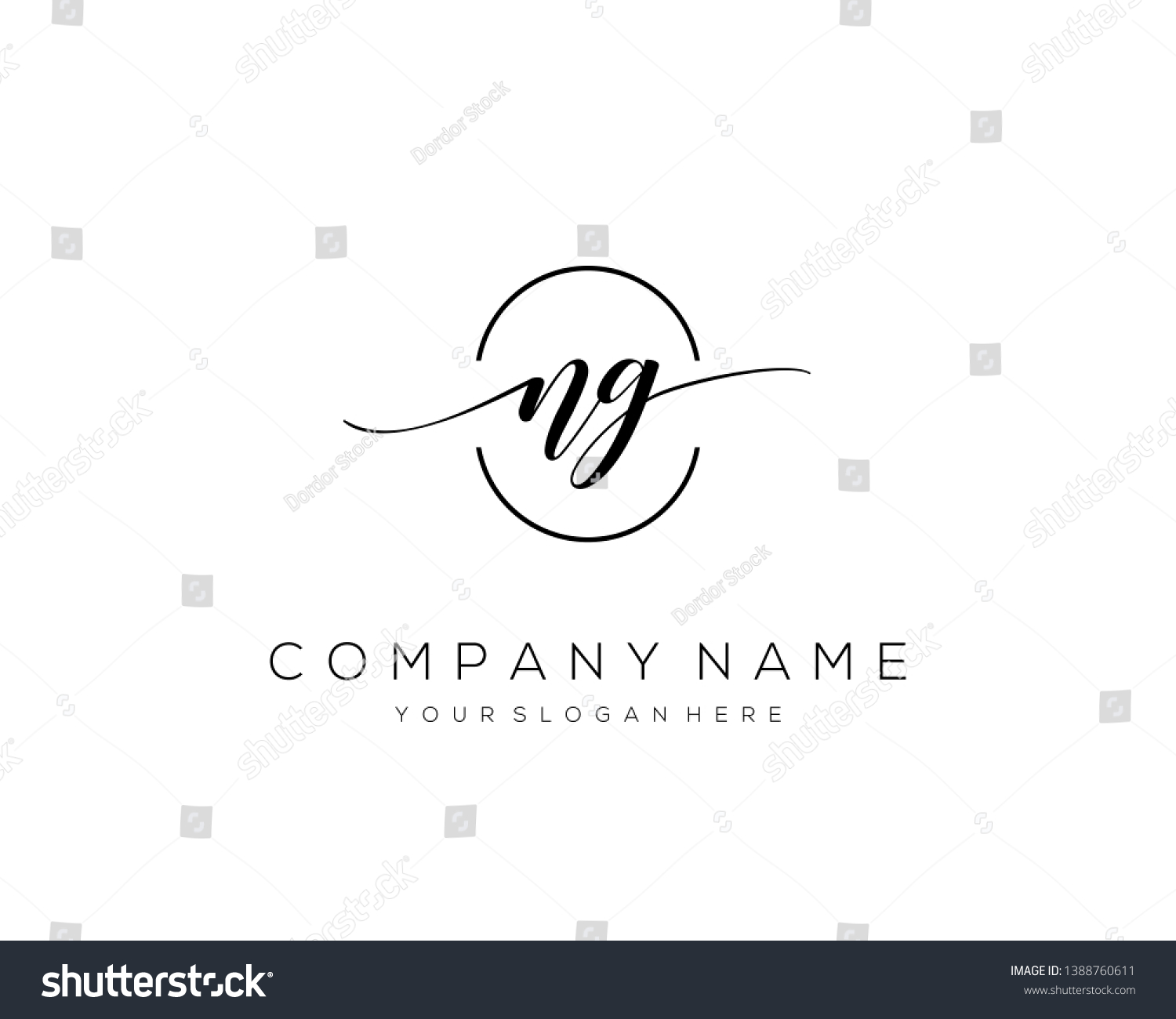 Ng Handwriting Initial Logo Vector Stock Vector (Royalty Free) 1388760611