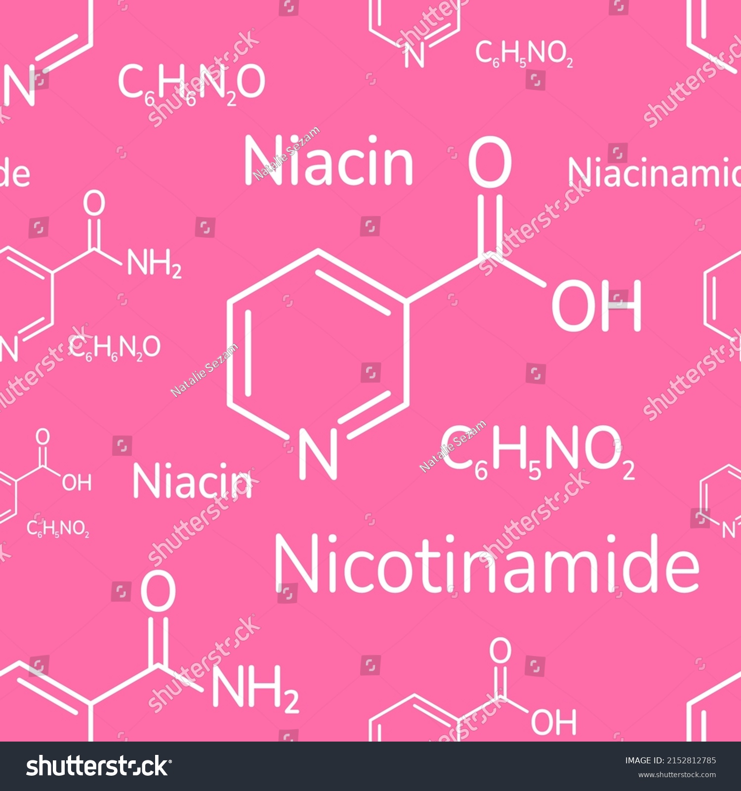 Niacinamide Niacin Seamless Pattern Molecular Formula Stock Vector ... Niacinamide Niacin Seamless Pattern Molecular Formula Stock Vector ...