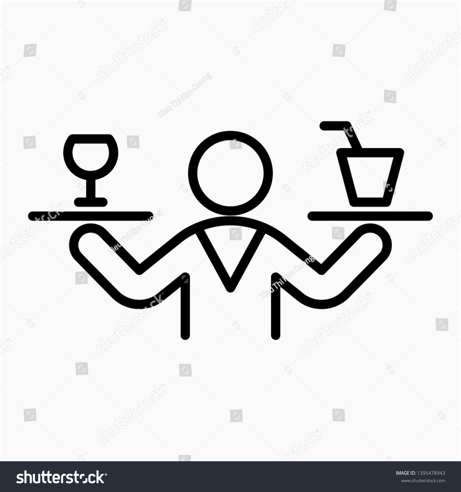Nice Outline Waiter Vector Icon Stock Vector (Royalty Free) 1395478943