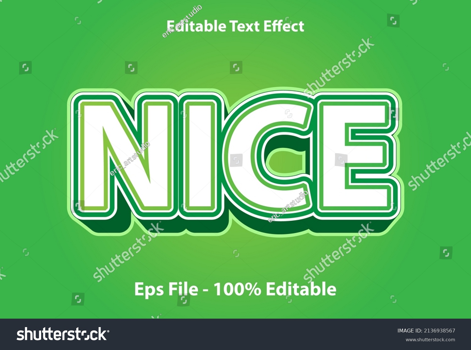 Nice Text Effect Editable Green Color Stock Vector (Royalty Free ...