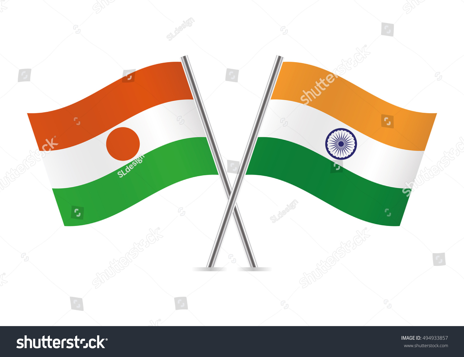 Niger India Flags Vector Illustration 스톡 벡터(로열티 프리) 494933857 ...