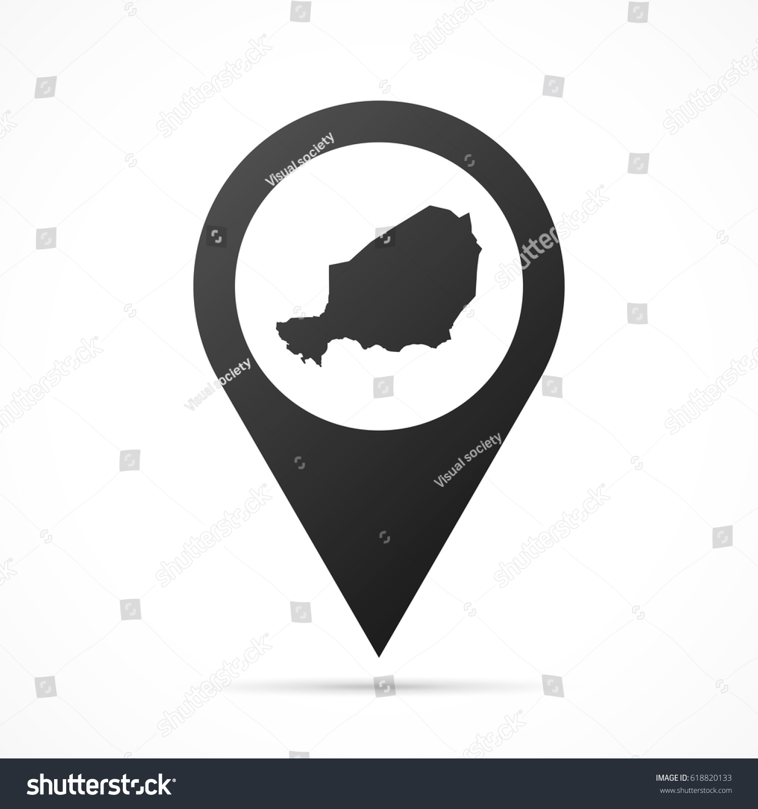 Niger Map On Location Pin Map Stock Vector (Royalty Free) 618820133 ...