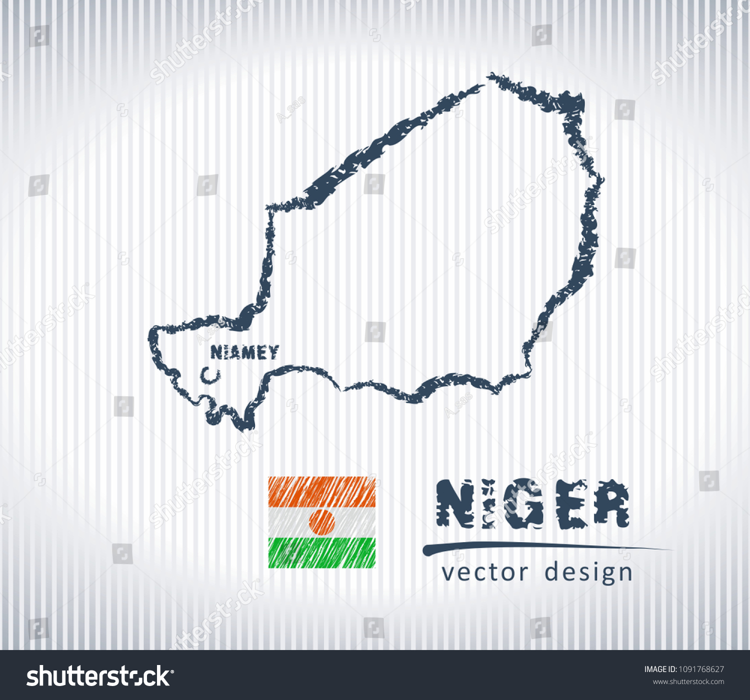 Niger National Vector Drawing Map On Stock Vector (Royalty Free ...