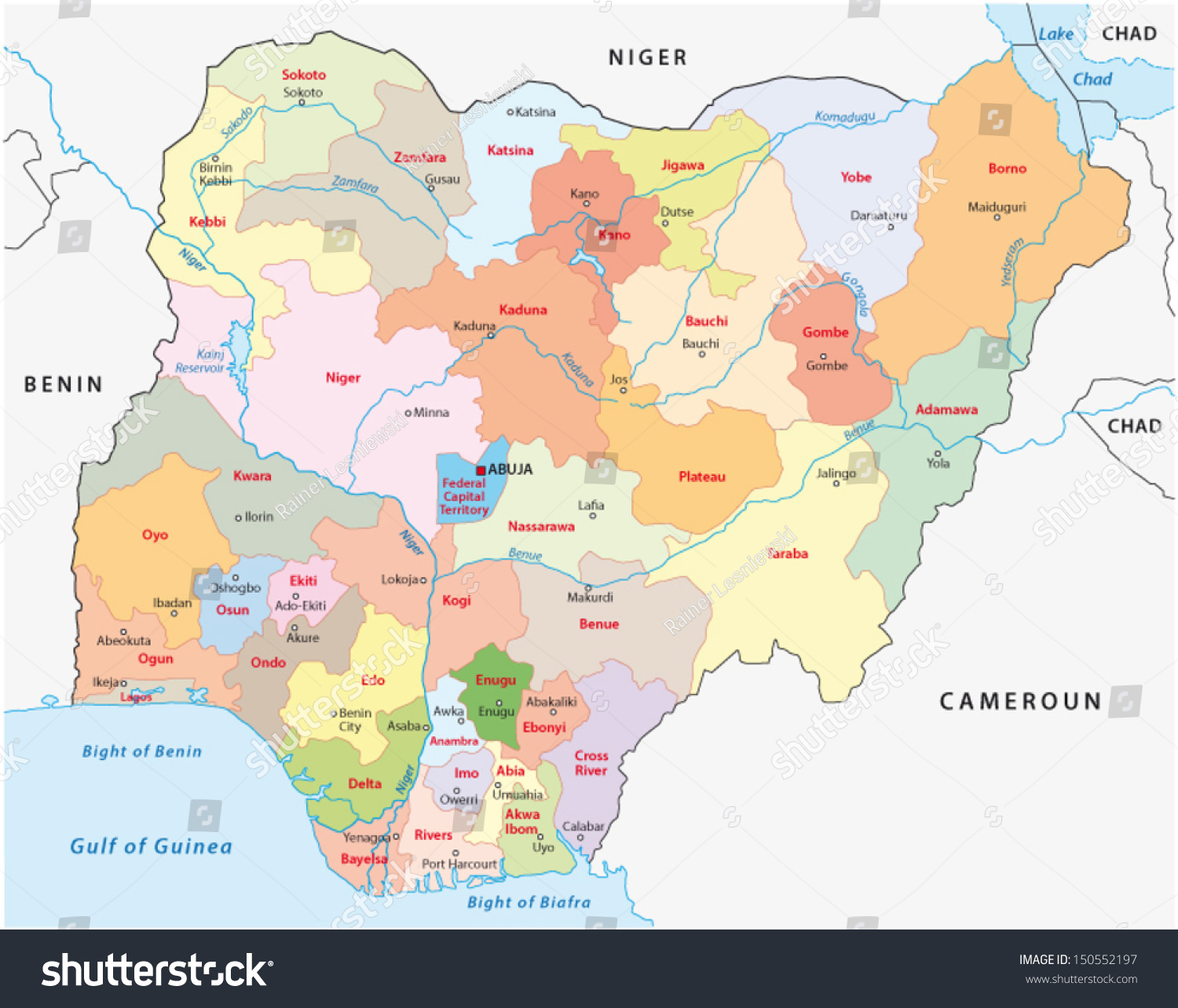 Nigeria Administrative Map Stock Vector (Royalty Free) 150552197