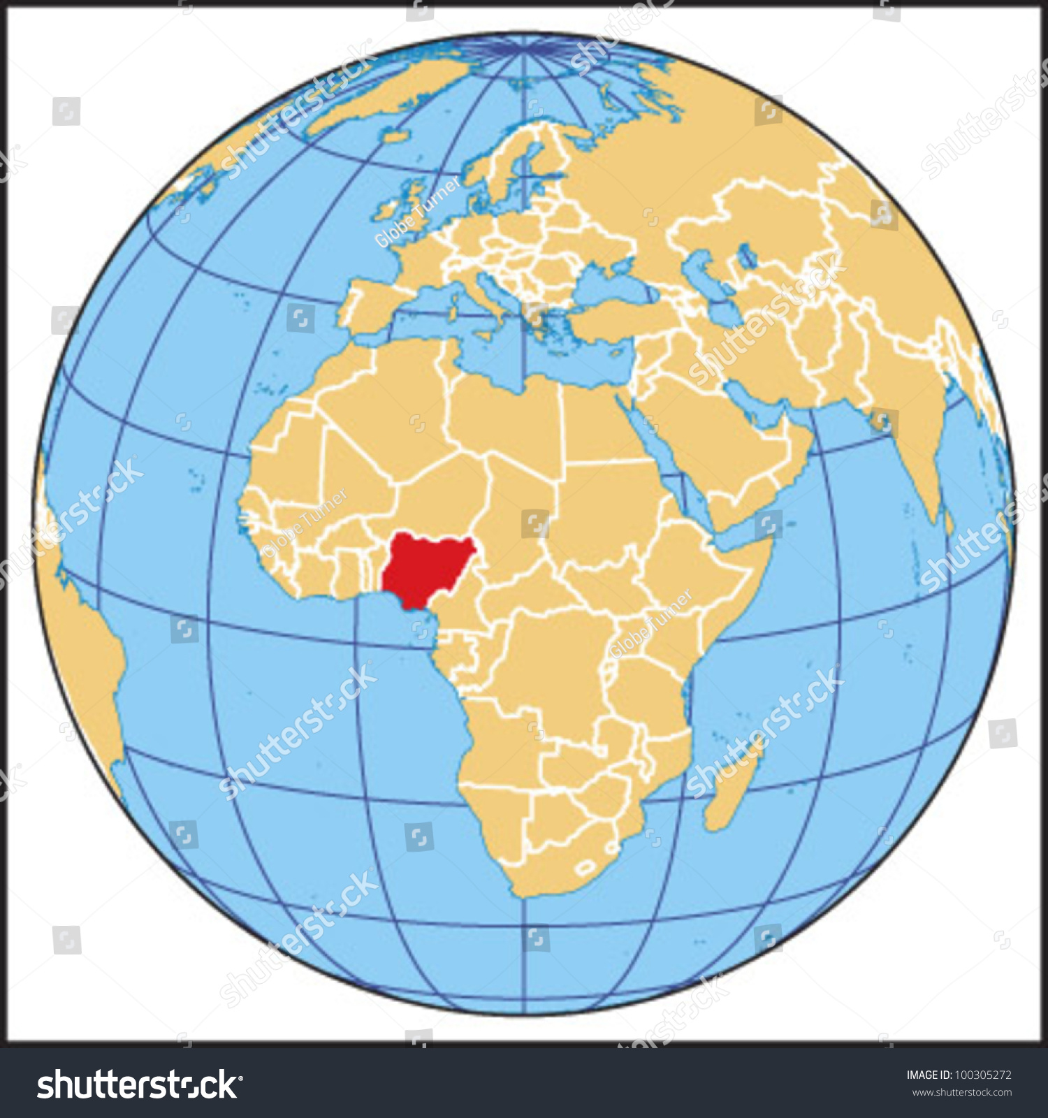 Nigeria Locate Map Stock Vector (Royalty Free) 100305272
