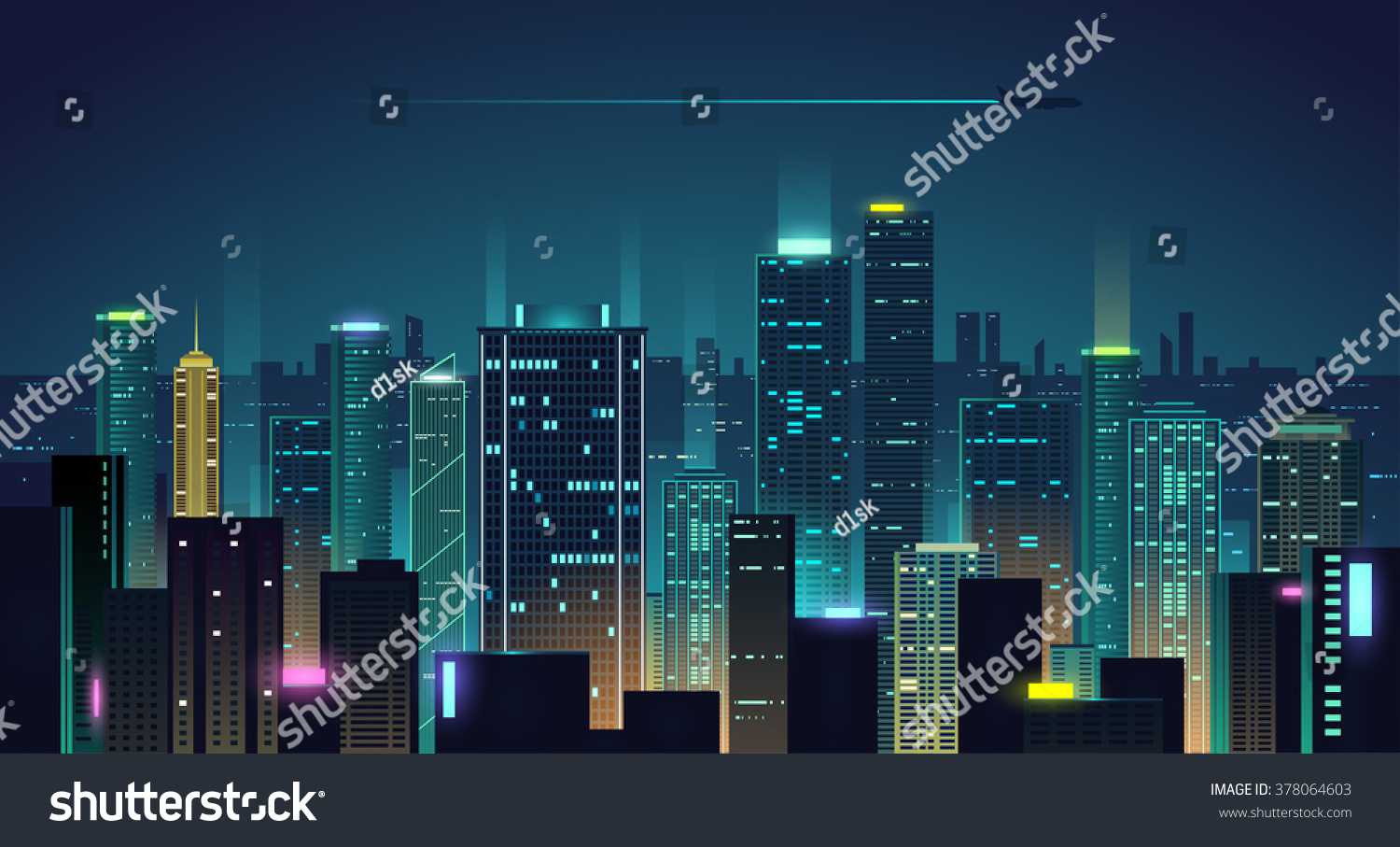 Night City Background Stock Vector (Royalty Free) 378064603 | Shutterstock