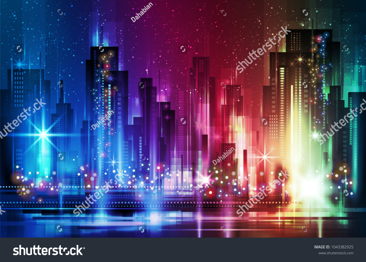 Night City Background Vector Illustration: เวกเตอร์สต็อก (ปลอดค่า ...