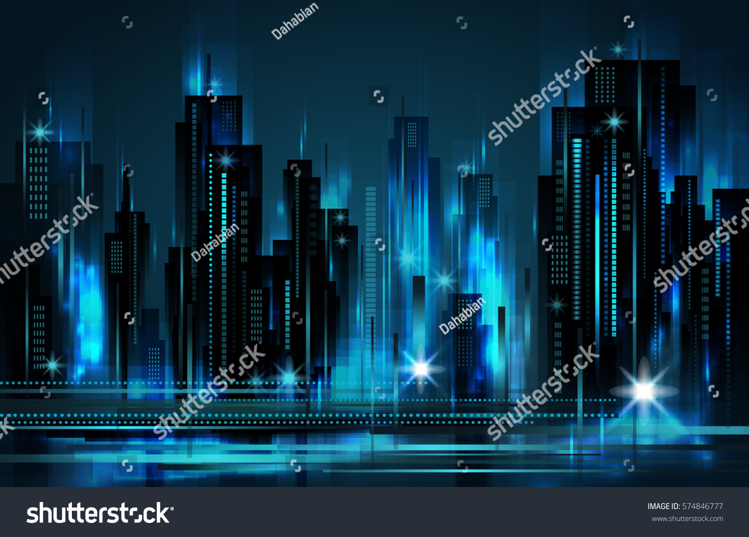 Night City Background Vector Illustration: เวกเตอร์สต็อก (ปลอดค่า ...