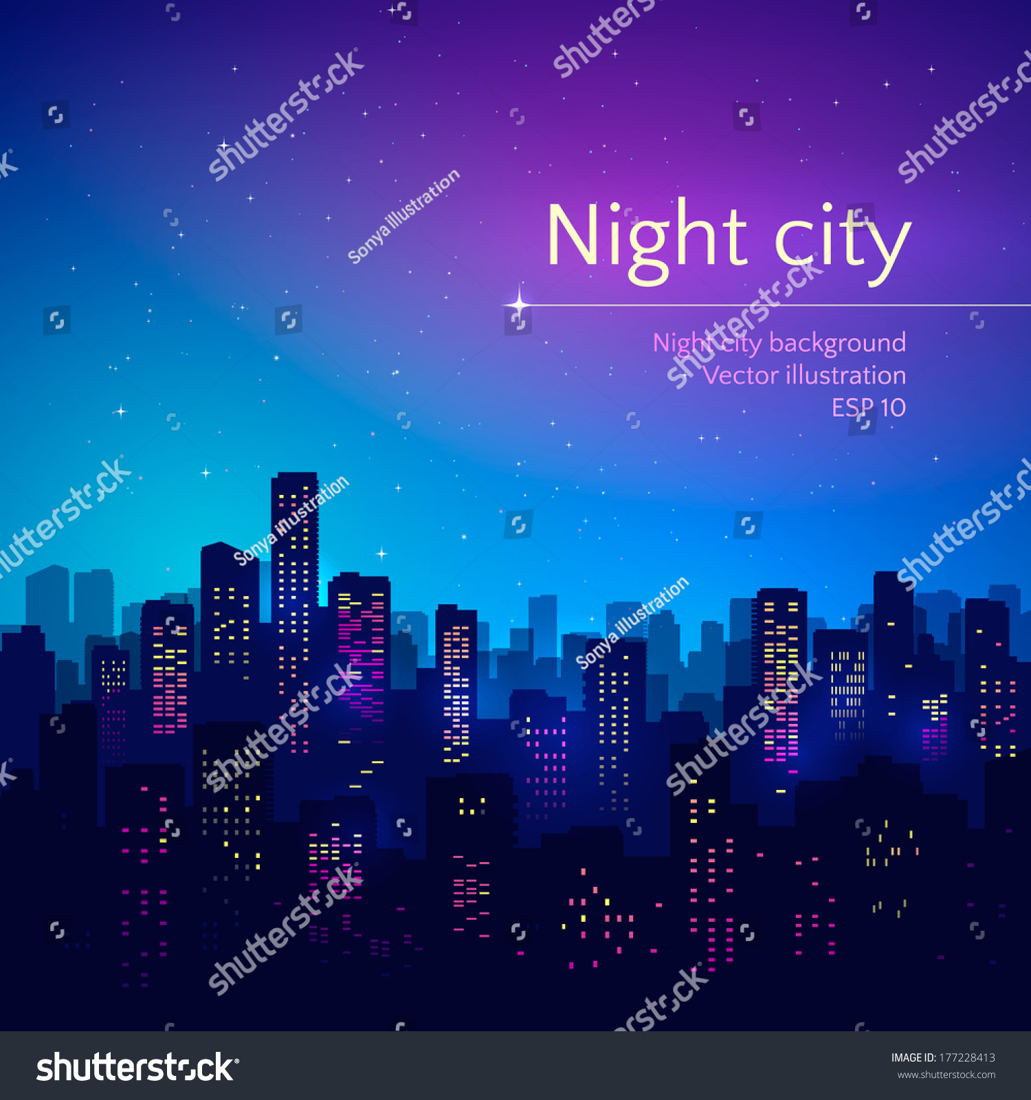 Night City Vector Illustration Stock Vector (Royalty Free) 177228413