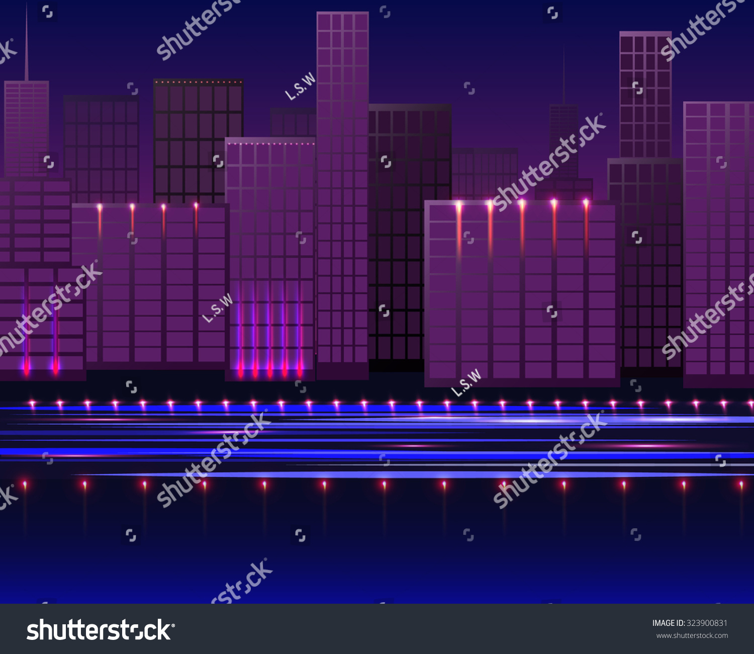 Night City Lights Vector Stock Vector (Royalty Free) 323900831 ...