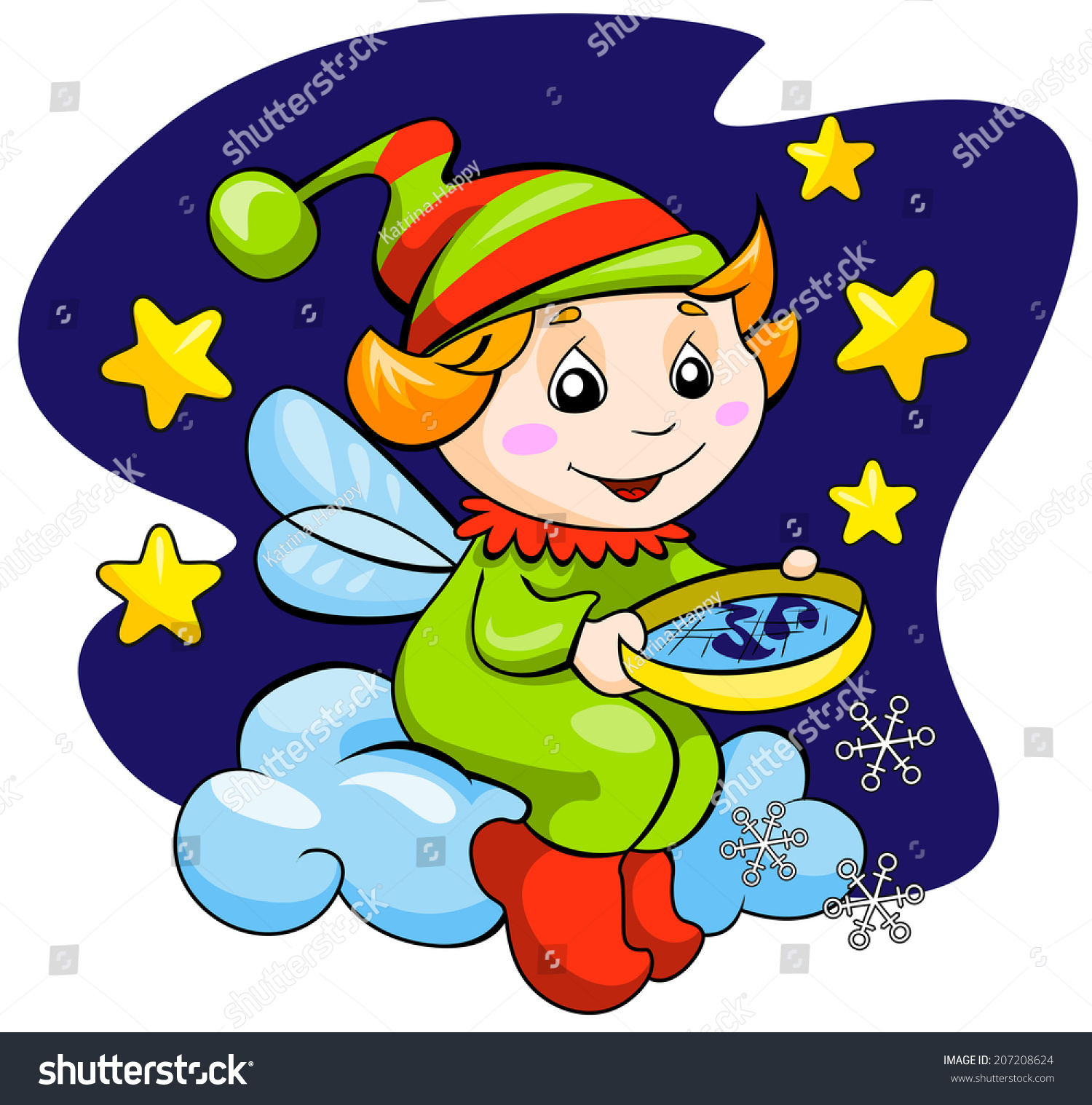 Night Elf On Cloud Vector Illustration Stock Vector (Royalty Free ...