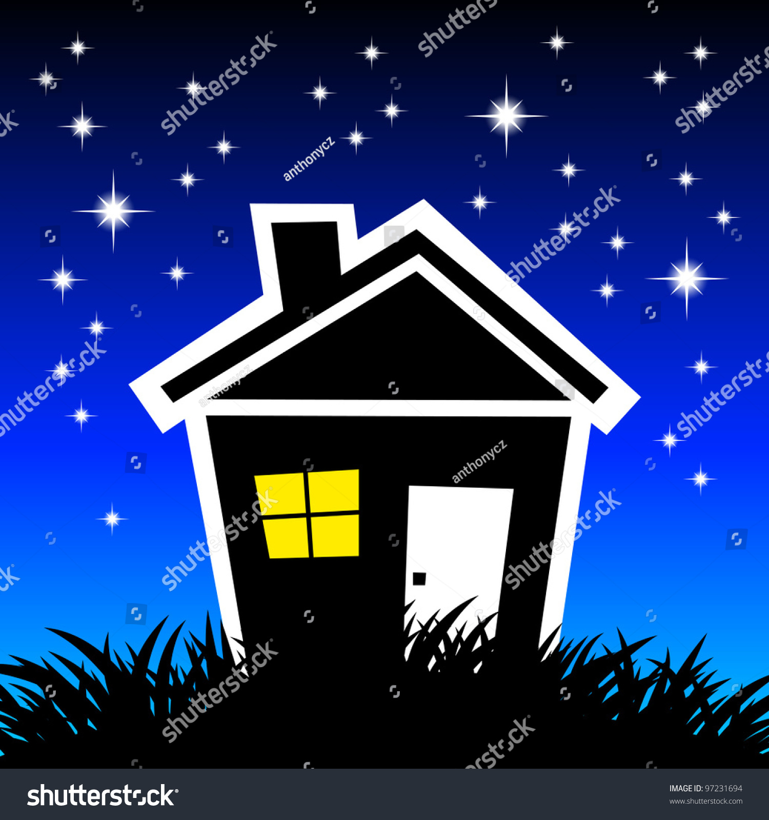 Night House Stock Vector (Royalty Free) 97231694