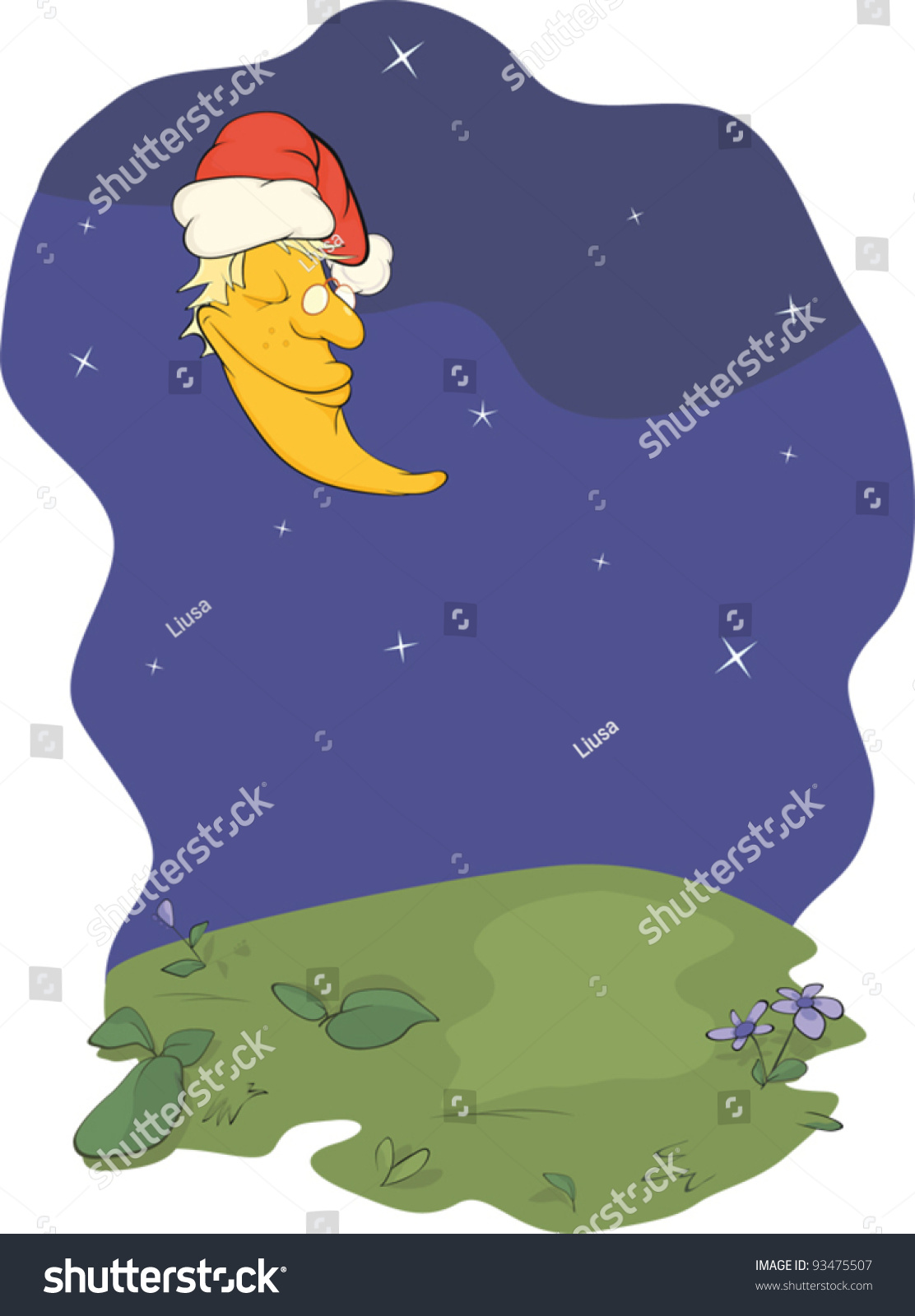 Night Landscape Cartoon Stock Vector (Royalty Free) 93475507 | Shutterstock