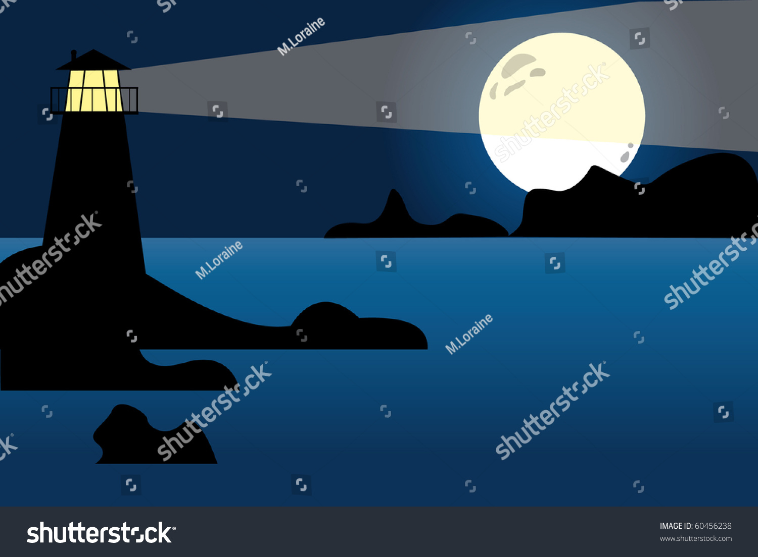 14 Moonlight lighthouse painting Images, Stock Photos & Vectors ...