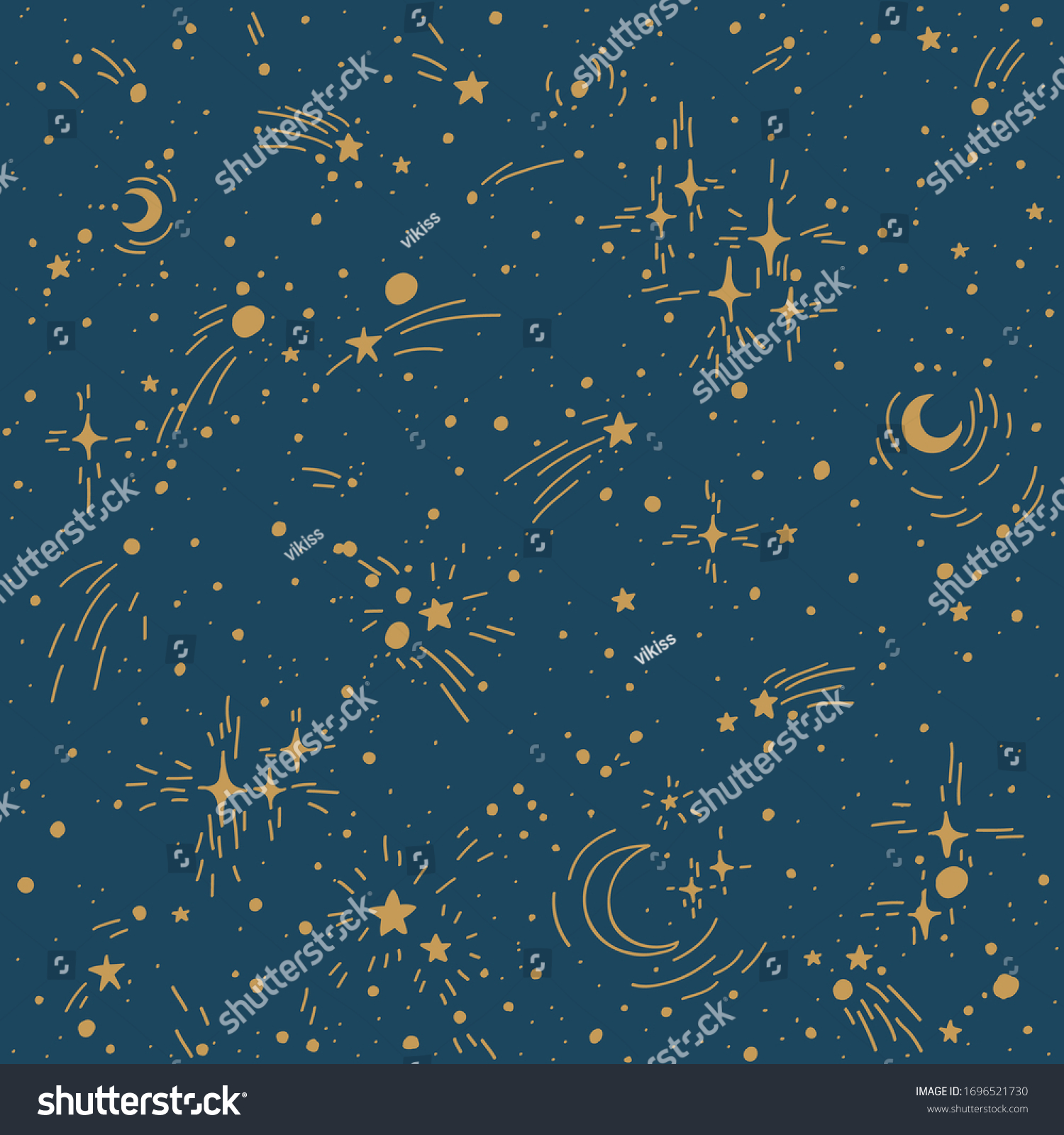 Night Sky Symbols Seamless Pattern Stock Vector (Royalty Free ...
