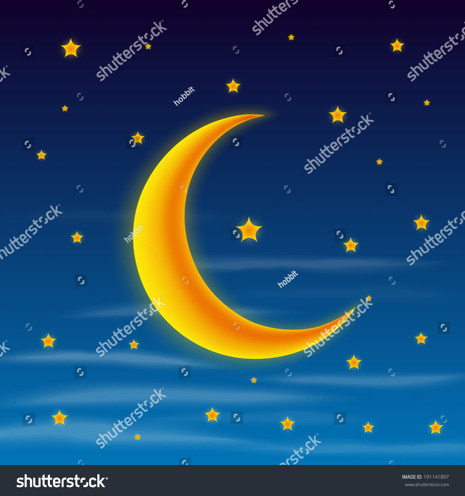 Night Sky Moon Vector: vetor stock (livre de direitos) 191141897 ...