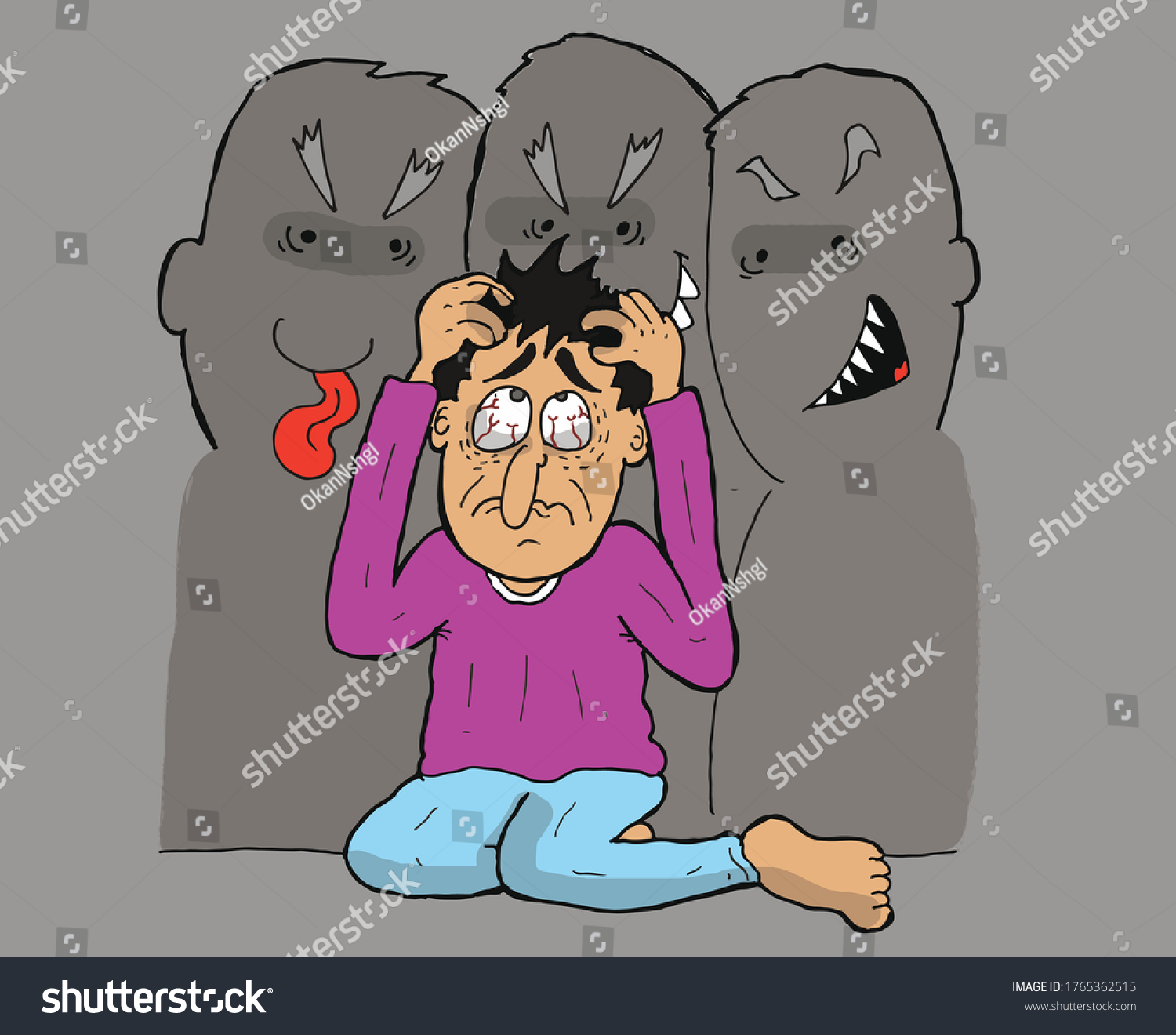 Nightmare Man Vector Design Hand Drawn Stock Vector (Royalty Free ...