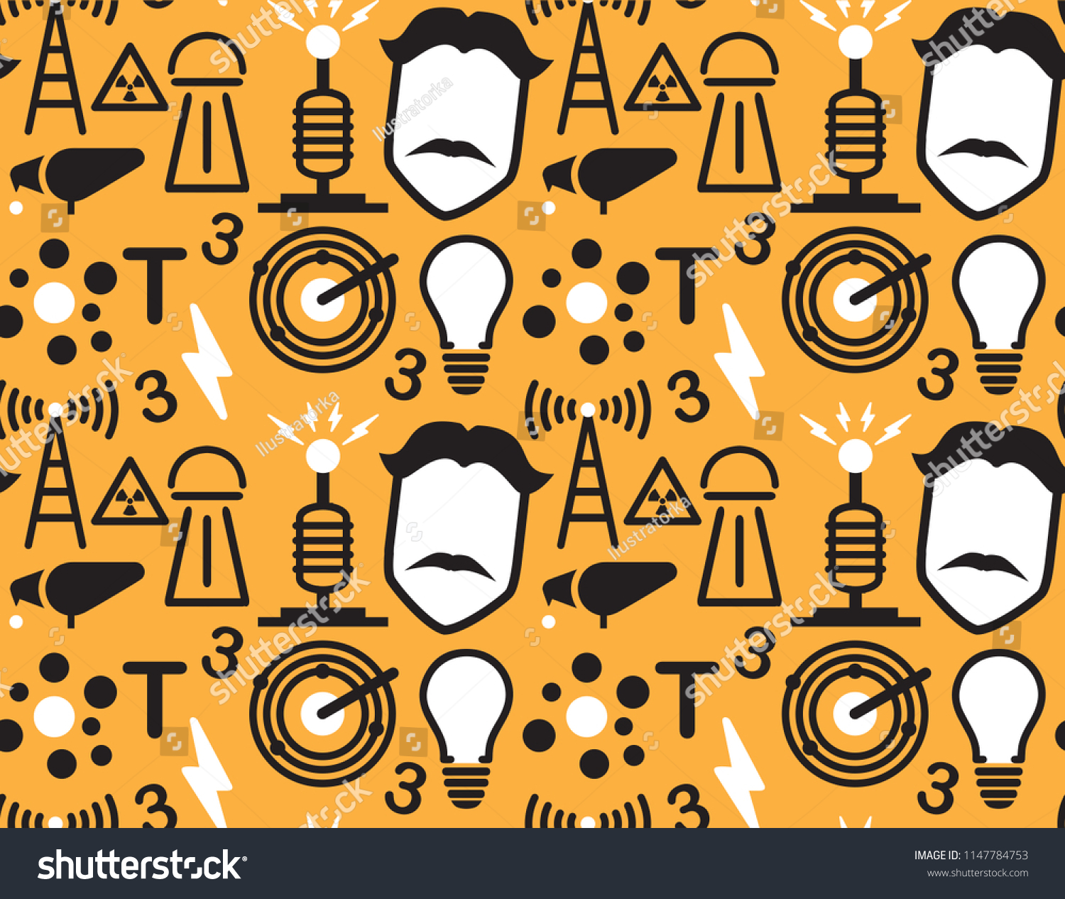 Nikola Tesla Seamless Pattern: vector de stock (libre de regalías ...