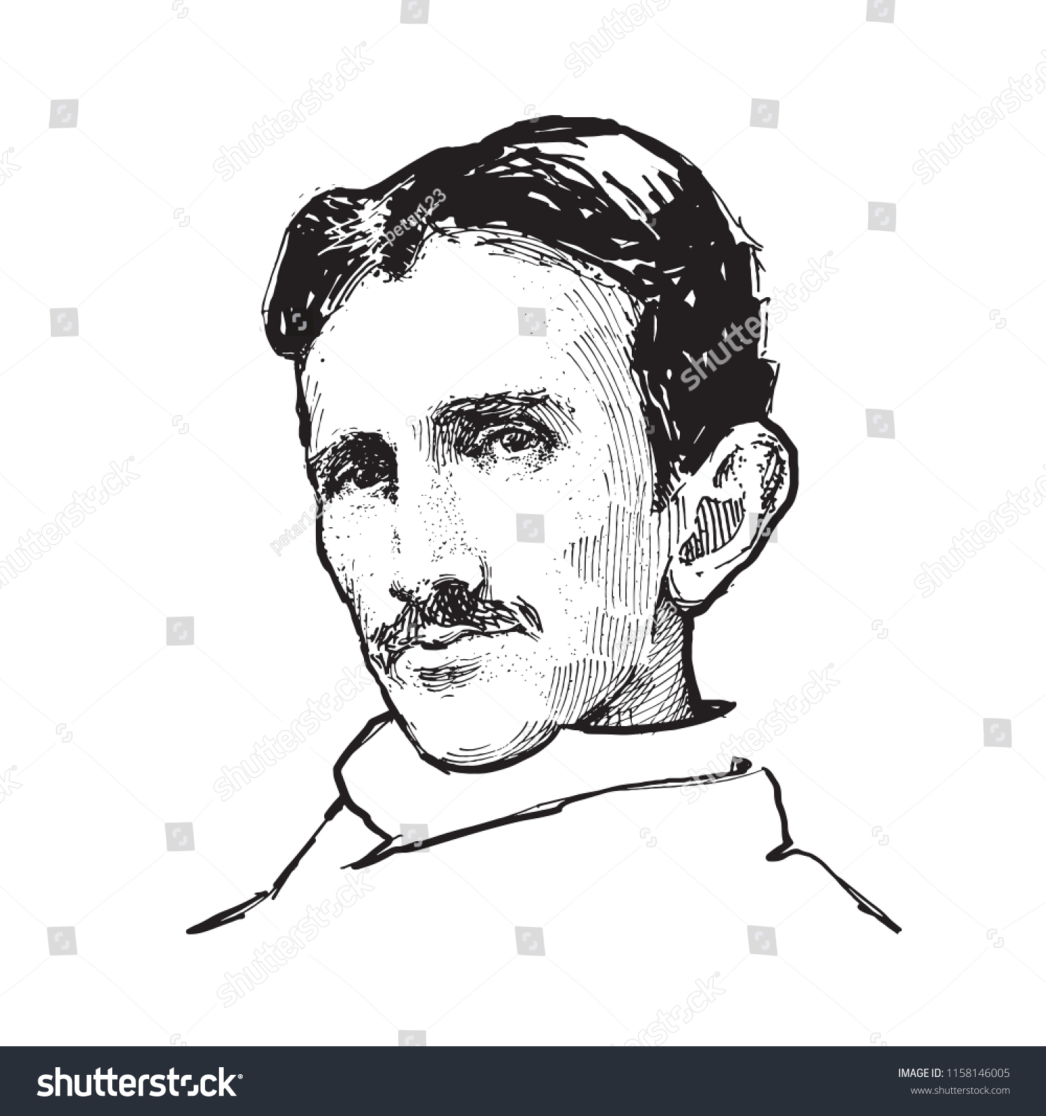 Nikola Tesla Vector Portrait Illustration One: стоковая векторная ... Nikola Tesla Vector Portrait Illustration One: стоковая векторная ...