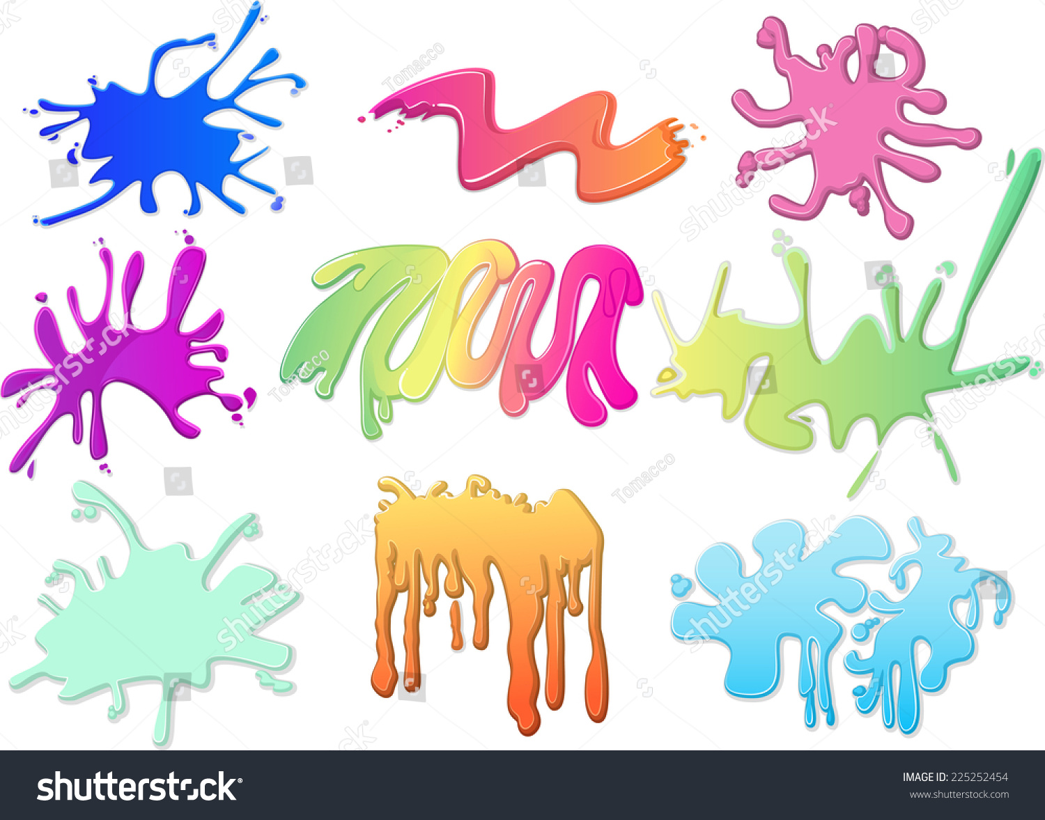 Nine Colored Splash Set Vector Illustration Stock Vector (Royalty Free ...
