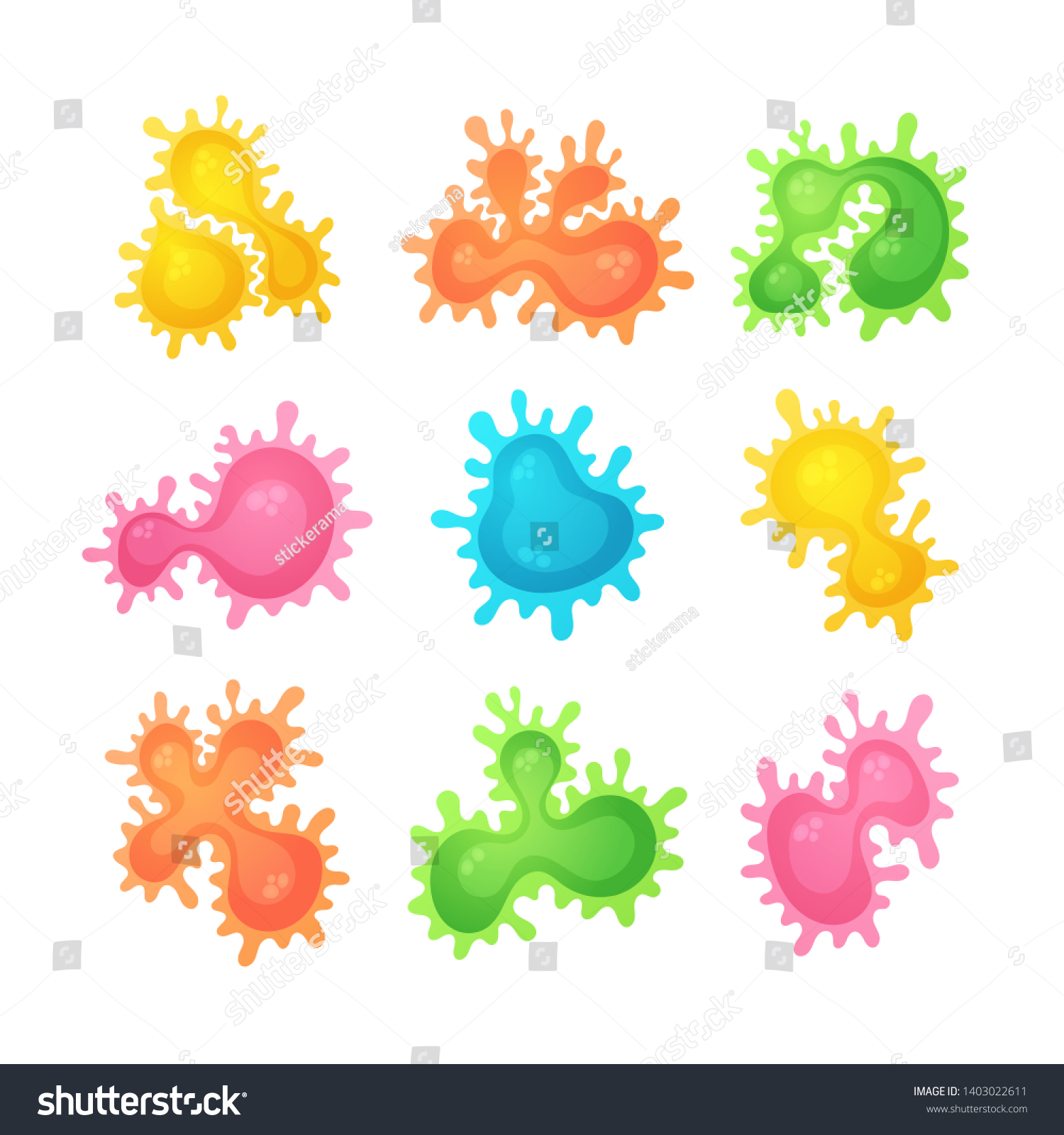Nine Colorful Germs Vector Set Stock Vector (Royalty Free) 1403022611