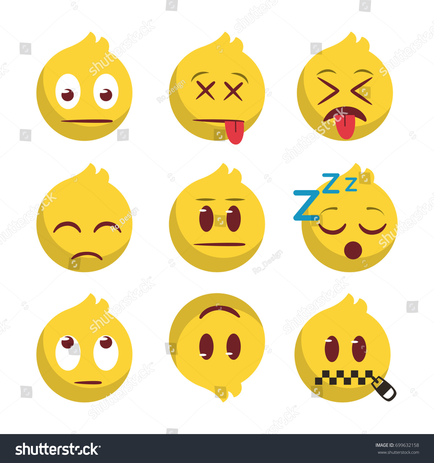 Nine New Emoticon Set Stock Vector (Royalty Free) 699632158 | Shutterstock