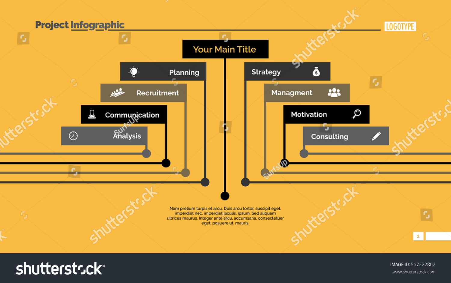 Nine Points Structure Slide Template: vector de stock (libre de ...