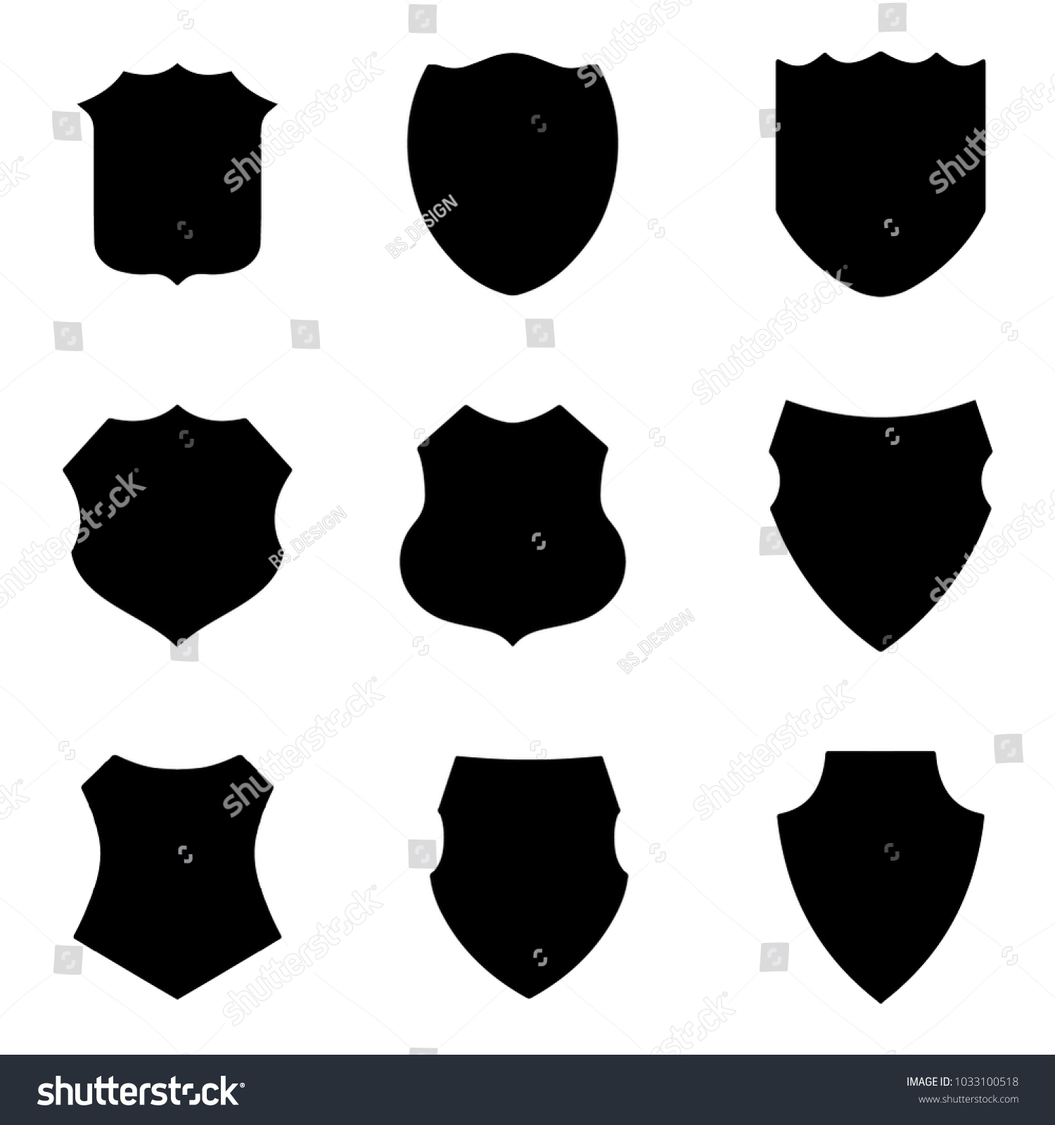 Nine Shield Icon Set Stock Vector (Royalty Free) 1033100518 | Shutterstock