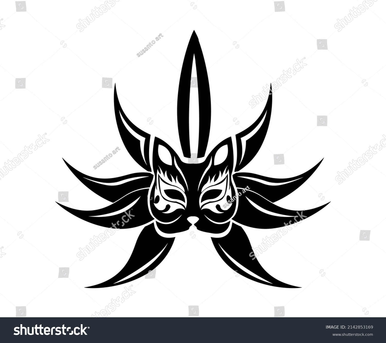 Nine Tailed Fox Mask Vector Stock Vector (Royalty Free) 2142853169 ...