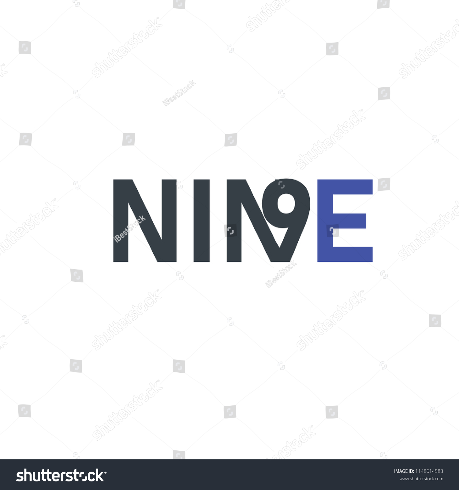 Nine Text Logo Vector Template Number: vetor stock (livre de direitos ...