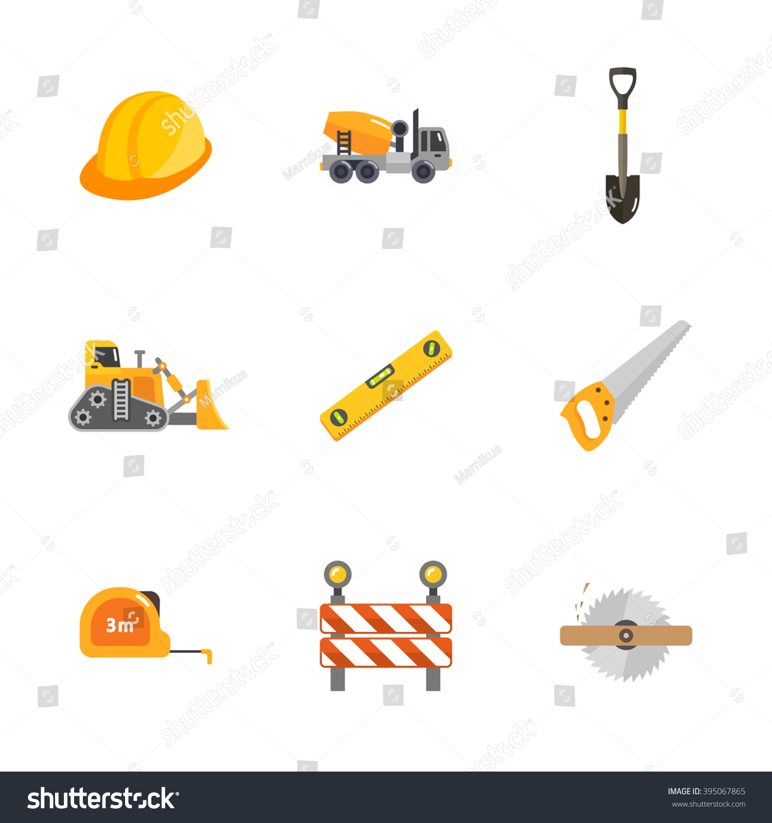 Nine Under Construction Icons: vetor stock (livre de direitos ...
